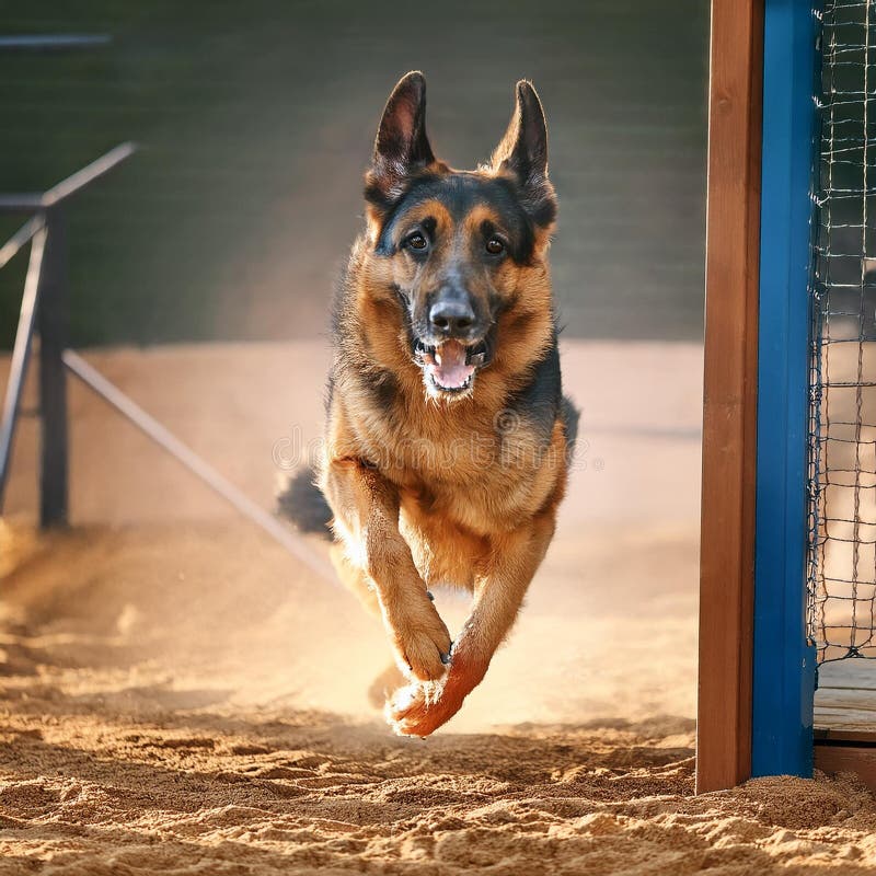 German Shepherd Dog Running and Jumping, AI Generated Stock ...