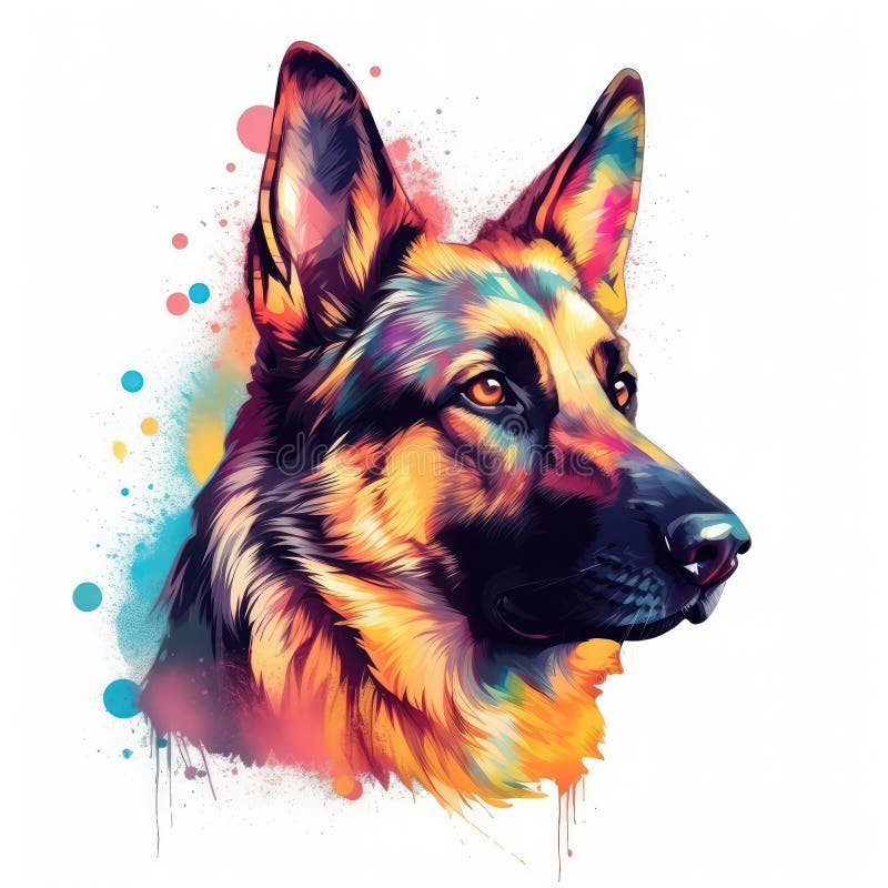 German Shepherd Dog on White Background Logo. Generative AI Stock ...
