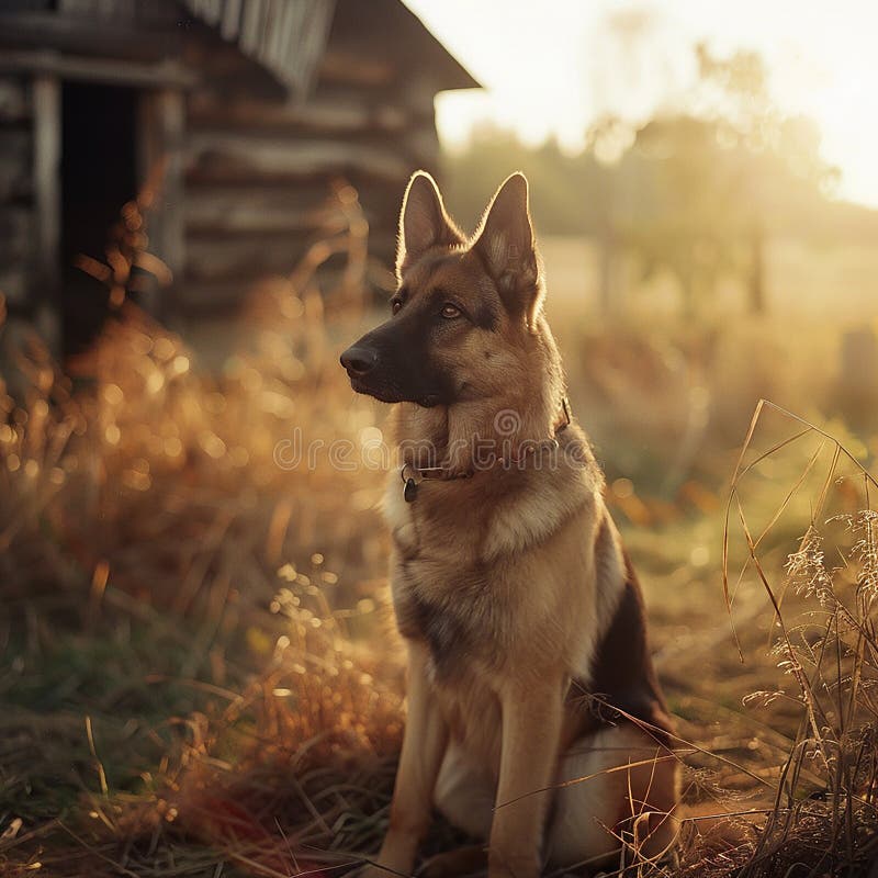 German Shepherd Dog Guarding House Photo Close Up Stock Illustration - Illustration of undefined ...