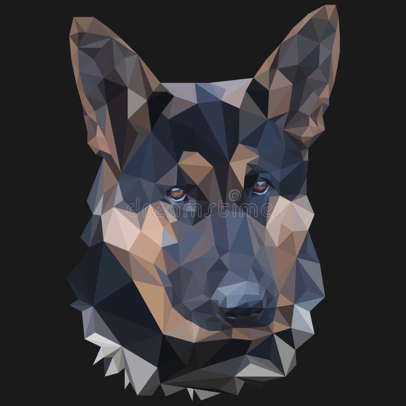 German Shepherd Low Poly Portrait Stock Vector - Illustration of ...