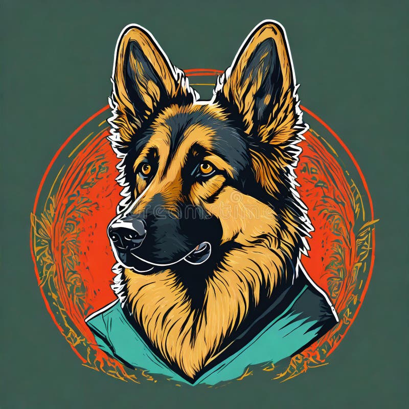 German Shepherd T Shirt Graphic Design Vector Illustration Stock ...