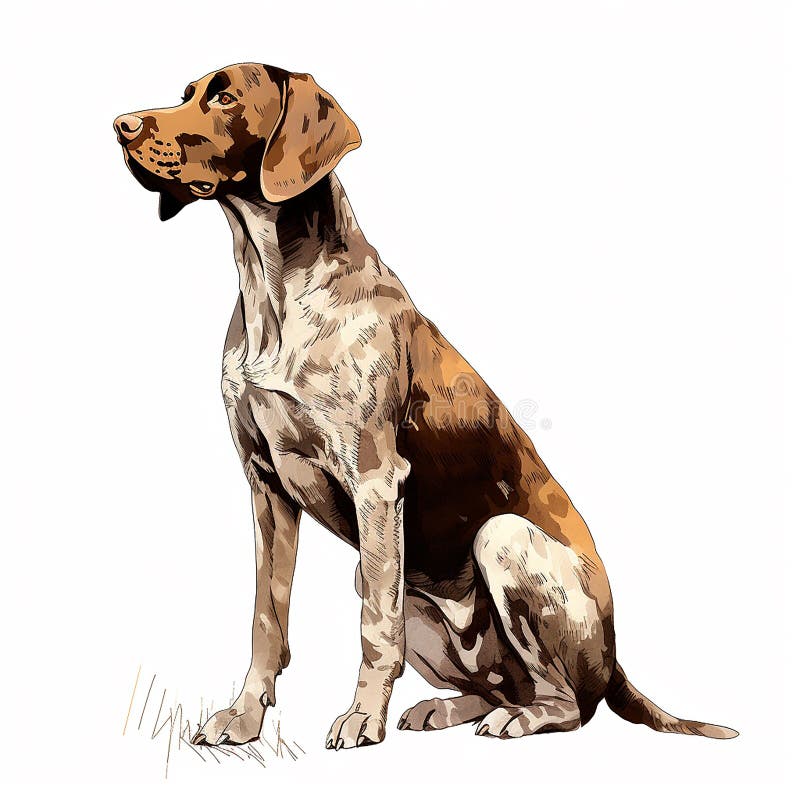 German Shorthaired Pointer Dog Portrait Sketch, Drawing Isolated on ...