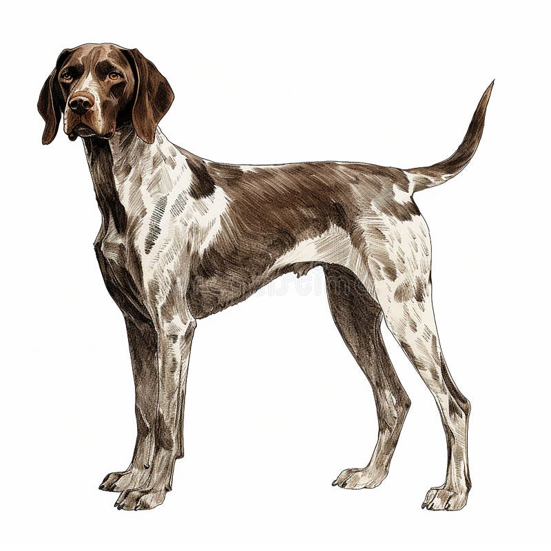 German Shorthaired Pointer Dog Portrait Sketch, Drawing Isolated on ...