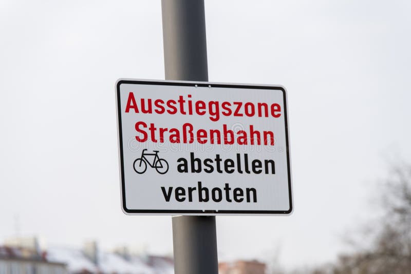 German Sign in the Exit Zone of a Tram Stock Photo - Image of traffict ...