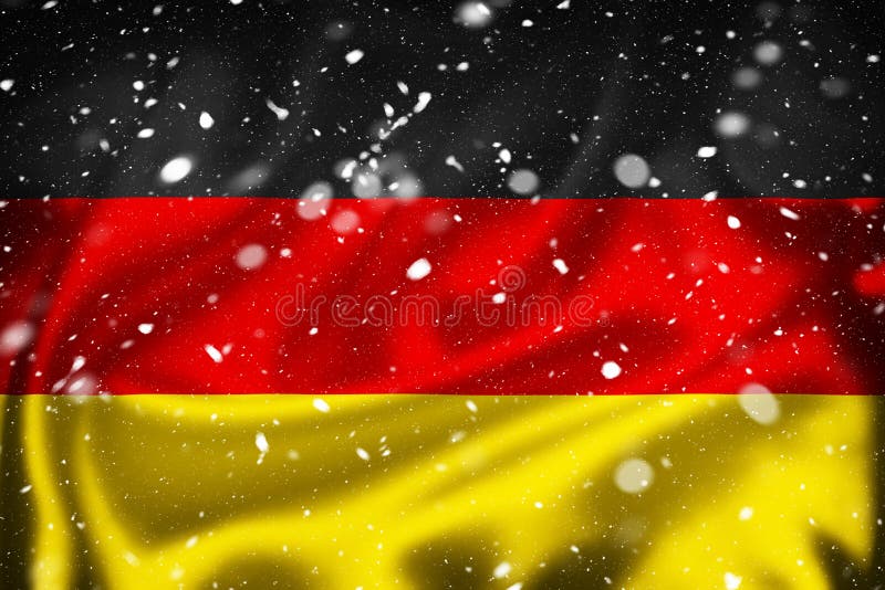 German Silk Surface Flag and Snow Layer Stock Image - Image of alps ...