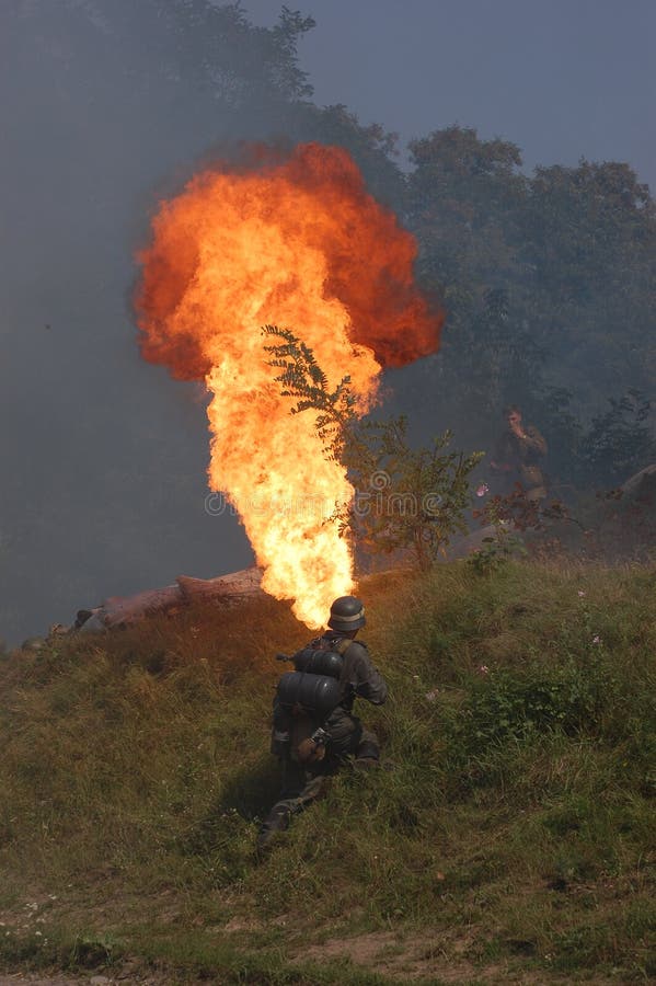 German Soldier with Flame-thrower Stock Photo - Image of portrait ...