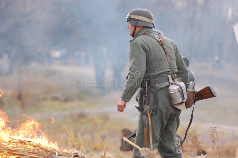 German soldier of WW2 stock photo. Image of grass, ammo - 17059758