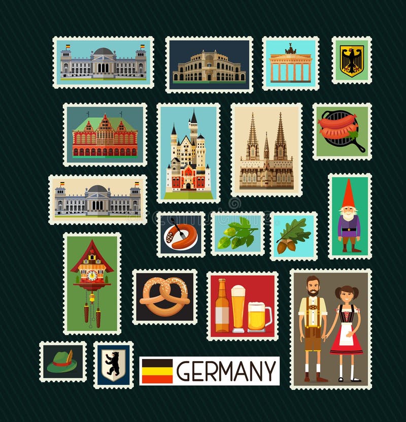 German Stamps stock vector. Illustration of design, element - 95664614