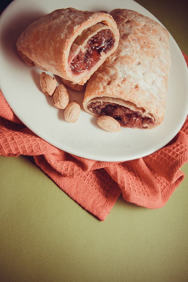 German strudel with cherry stock photo. Image of cooked - 72967904