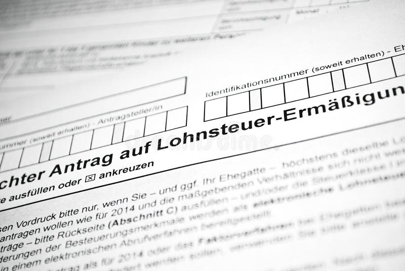 German tax form. stock image. Image of figure, european - 48807845