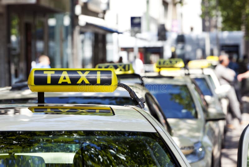 German Taxi Cabs Waiting in Line Stock Photo - Image of focus, line ...