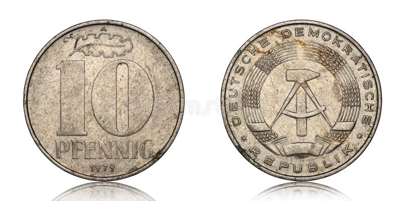 German Ten Pfennig from 1977 Stock Photo - Image of white, separately ...