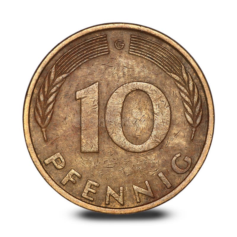 German Ten Pfennig from 1977 Stock Photo - Image of white, separately ...