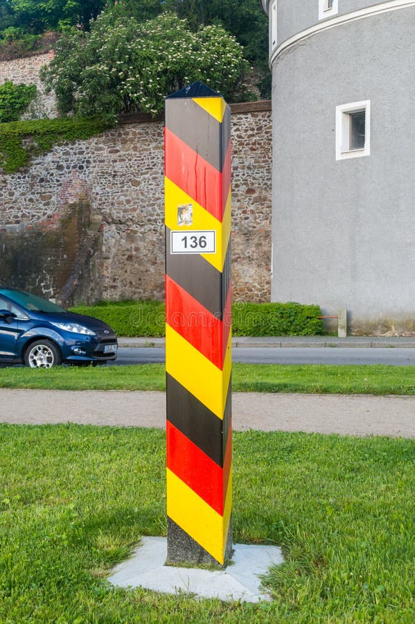German Territorial Sign. Border Post on the Border between Germany and ...