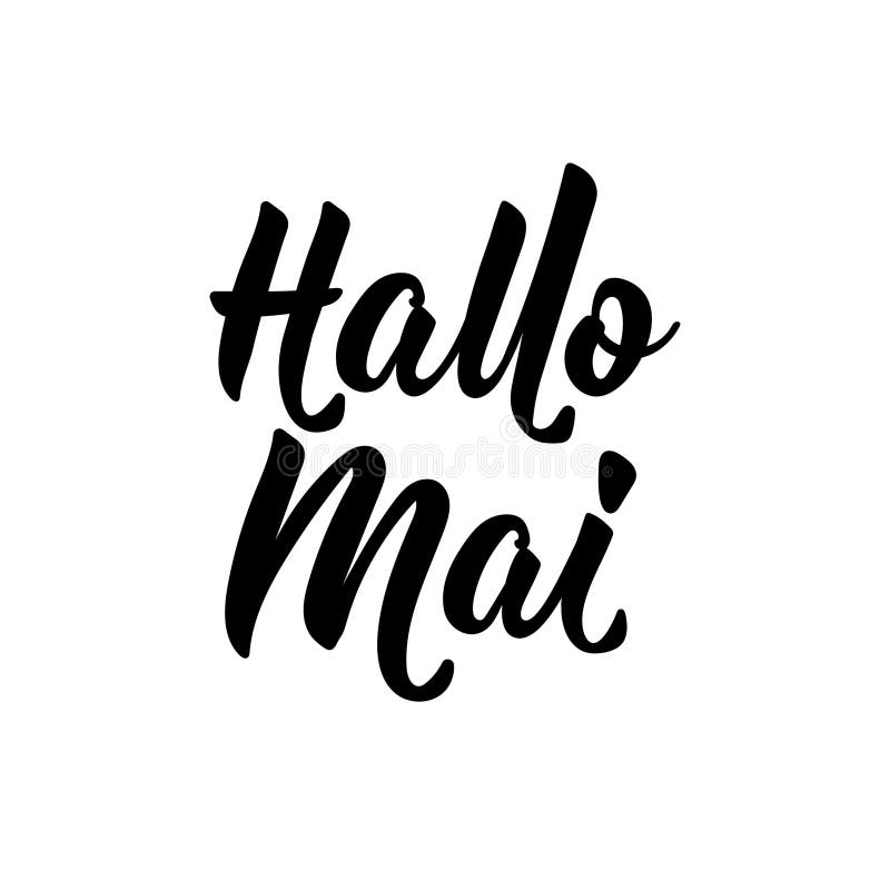 German Text: Hello May. Lettering. Banner. Calligraphy Vector ...