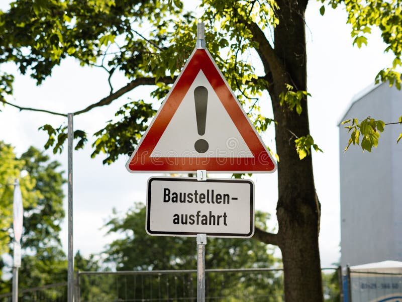German Traffic Sign of a Baustellenausfahrt (Construction Site Exit ...