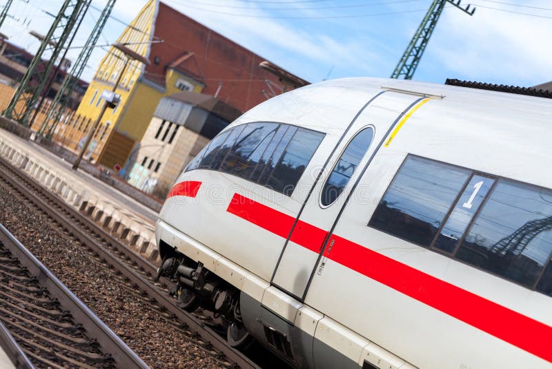 German Train Passes a Train Station Stock Photo - Image of journey ...