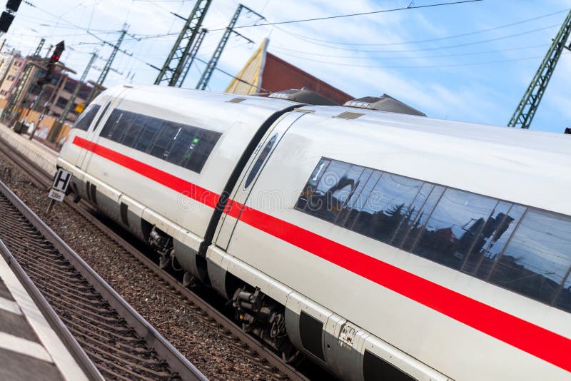 German Train Passes a Train Station Stock Image - Image of arrival ...