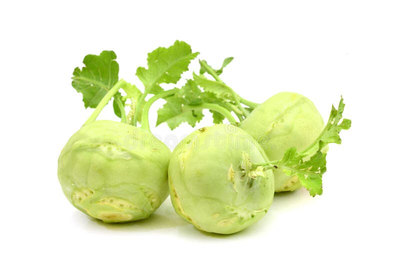 Kohlrabi German Turnip or Turnip Cabbage Two Raw Bulbs with Fresh ...