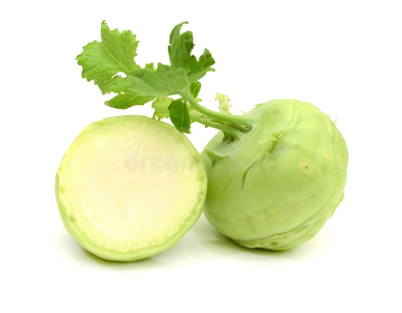 Kohlrabi German Turnip or Turnip Cabbage Two Raw Bulbs with Fresh ...