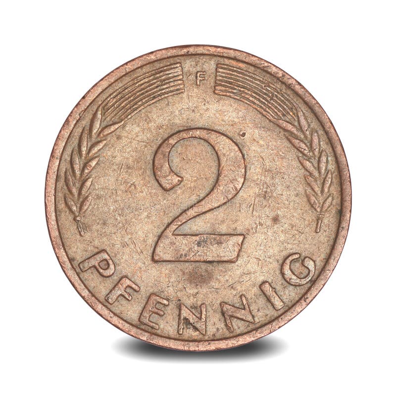 German Two Pfennig Coin from 1970 Stock Photo - Image of pfennig ...