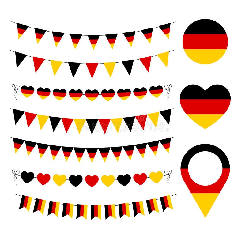 German Unity Day, Love Germany Decorative Symbols, Set of Vector ...