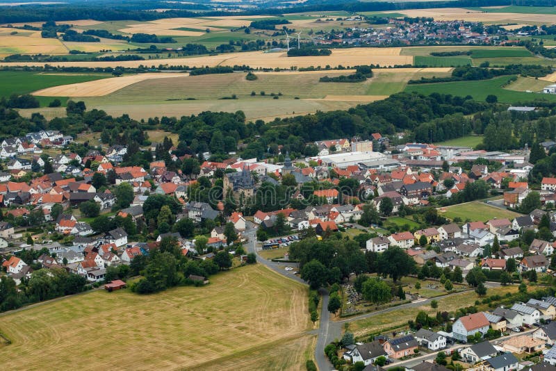 German Village or Town from Above. Top View. Landscape. Stock Image ...