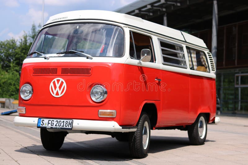 German Vw Bus Automobile Red Car Editorial Stock Photo - Image of ...