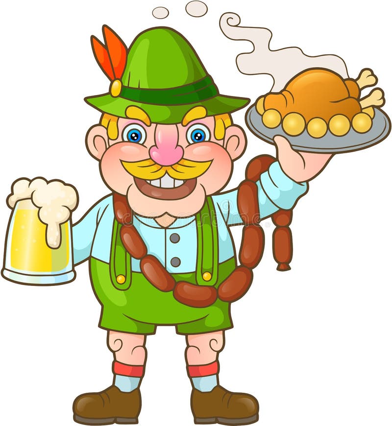 German Waiter Brings Dinner Stock Vector - Illustration of design, beer ...