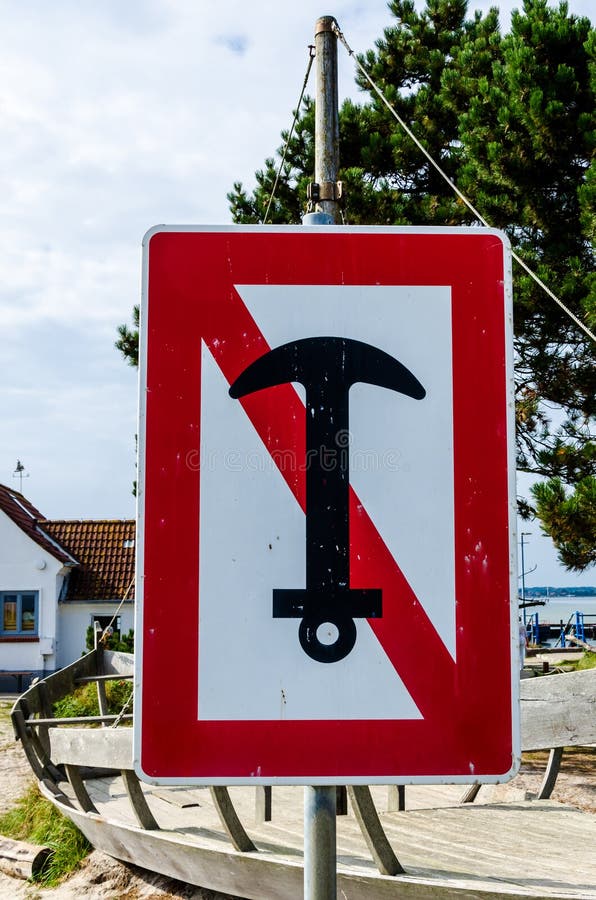 German Water Navigation Sign - No Anchoring Stock Photo - Image of boat ...