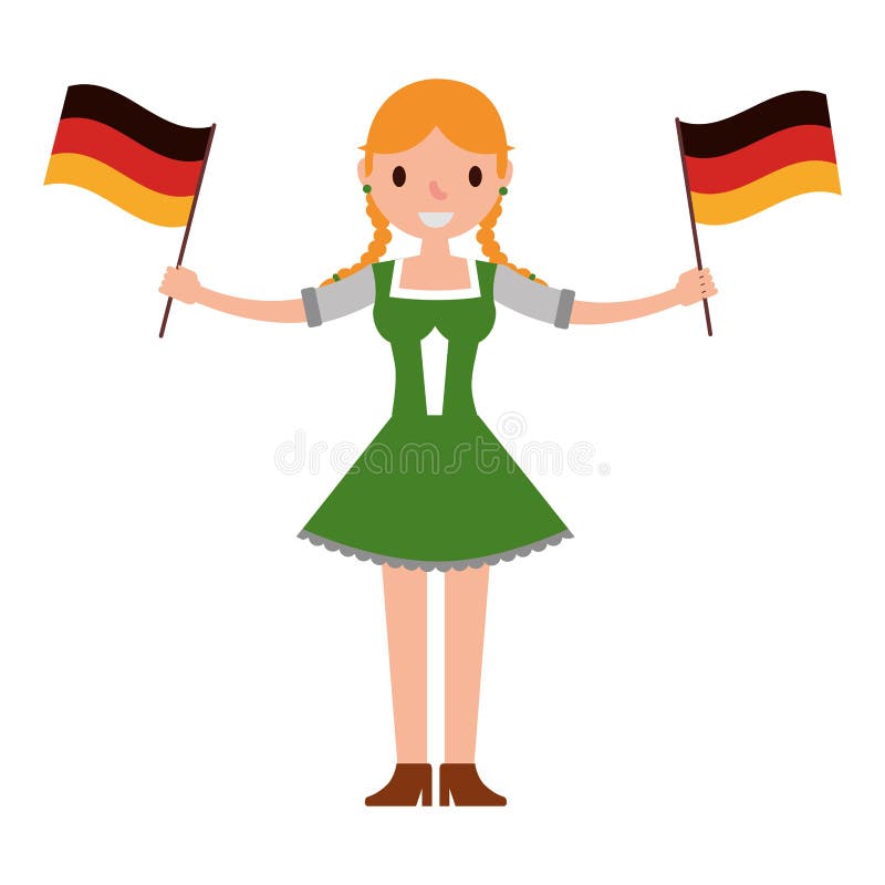 German Woman with Flags Germany Isolated Icon Stock Vector ...