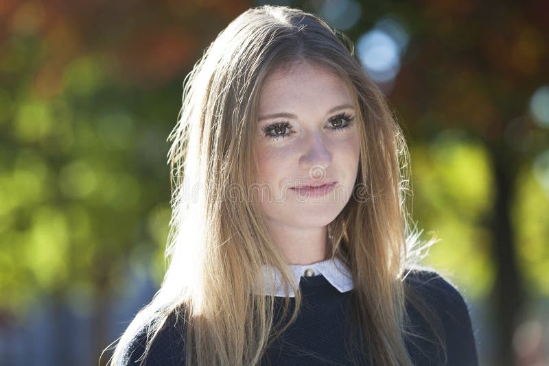 German Woman Smiling and Looking Away. Stock Photo - Image of lifestyle ...