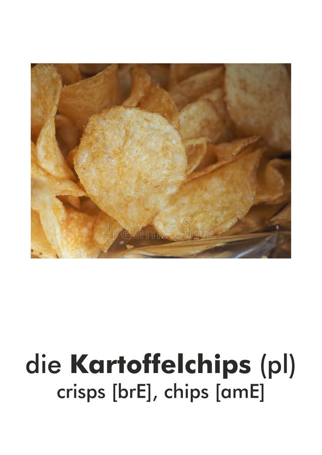 German Word Card: Kartoffelchips (crisps Stock Photo - Image of ...