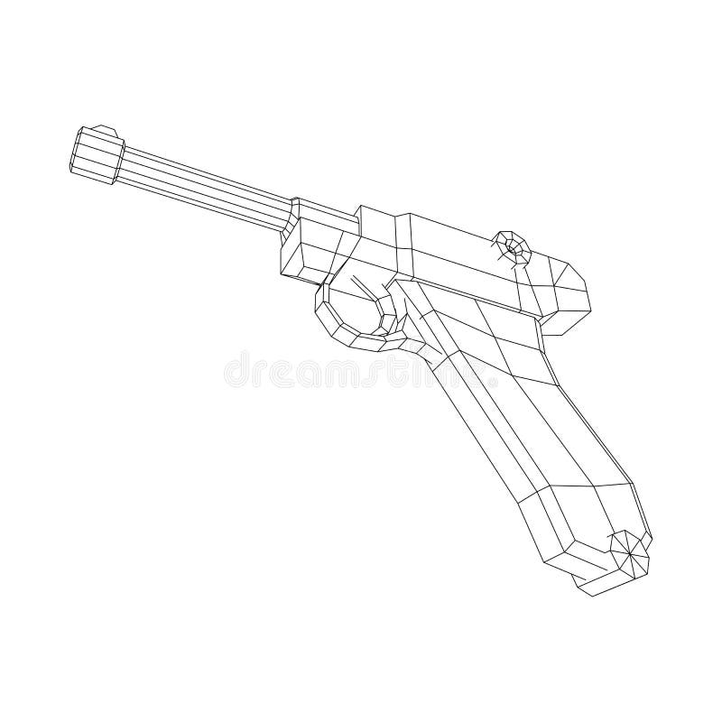 Wireframe gun pistol stock vector. Illustration of ammunition - 35182458