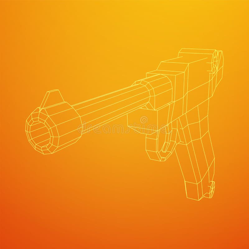 Wireframe gun pistol stock vector. Illustration of ammunition - 35182458