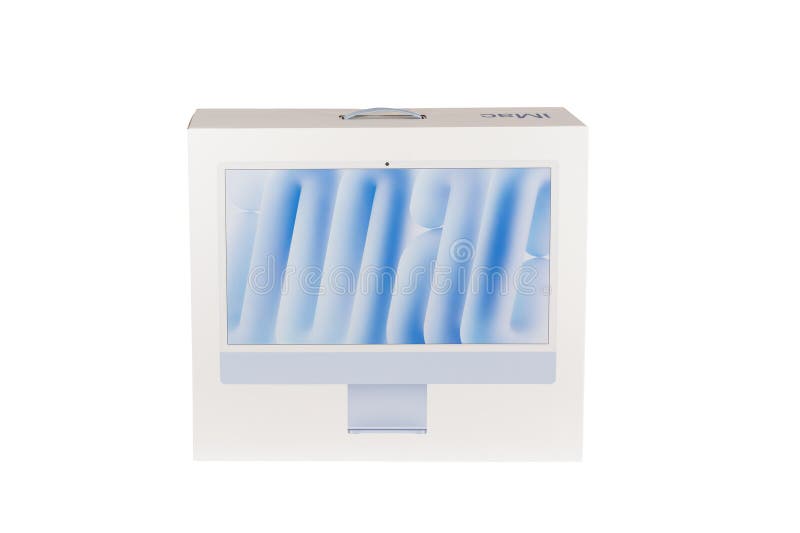 Germany Berlin April 7, 2025. Apple Computer Box Isolated on White ...