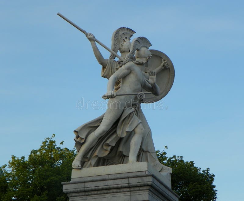 Germany, Berlin, Bundesstrasse, Statues on Palace Bridge Stock Image ...