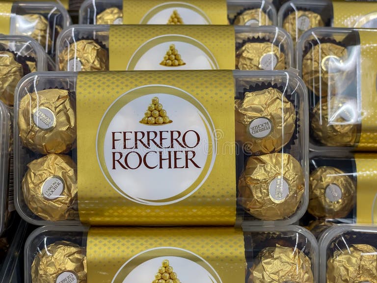Germany Berlin September 4, 2024. a Stack of Gold Colored Ferrero ...