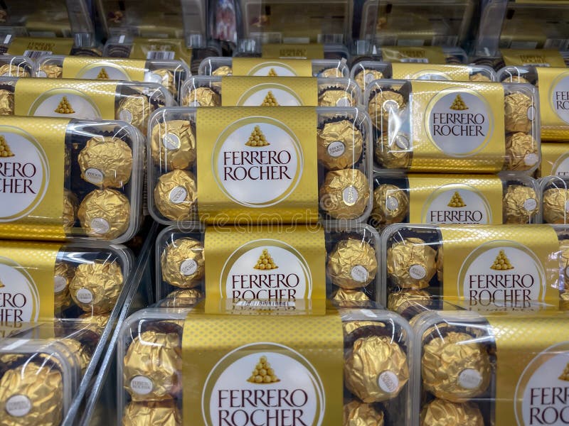 Ferrero Rocher Chocolates in a Box with a Clear Lid Showing the Product ...