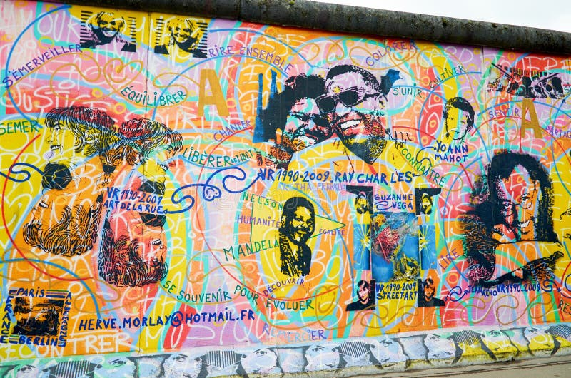 Germany. Berlin Wall with Drawings in Berlin. February 17, 2018 ...