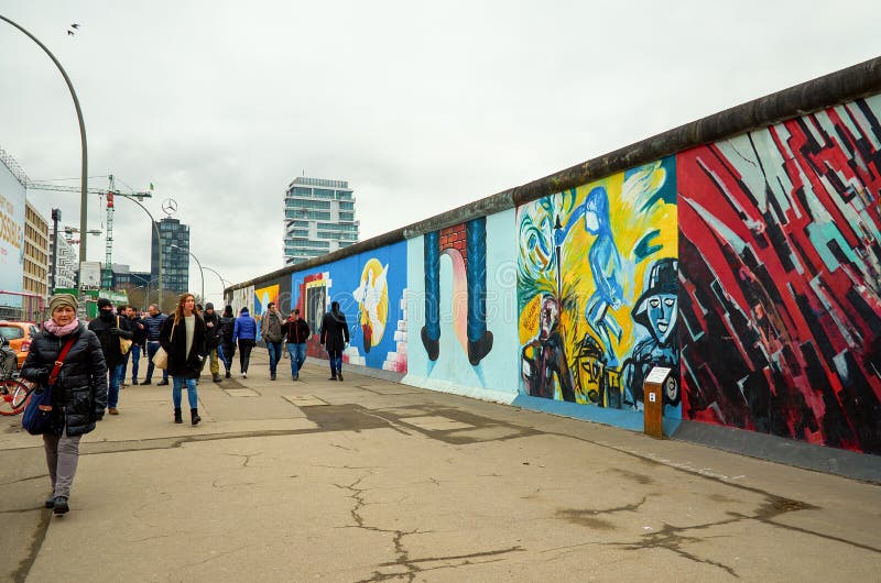 Germany. Berlin. Berlin Wall with Drawings. February 17, 2018 Editorial ...
