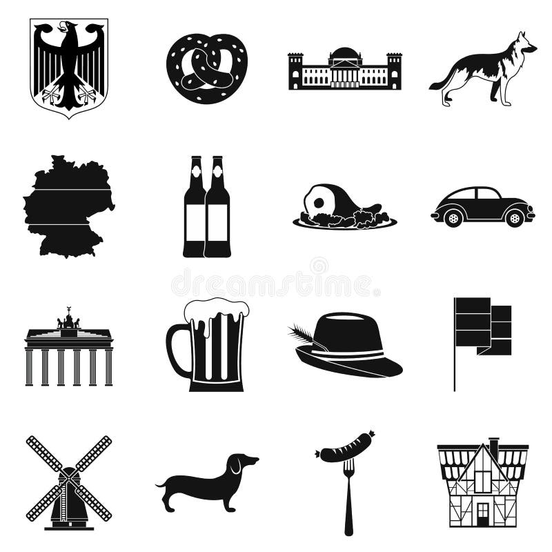 Germany black simple icons stock vector. Illustration of german - 67190004