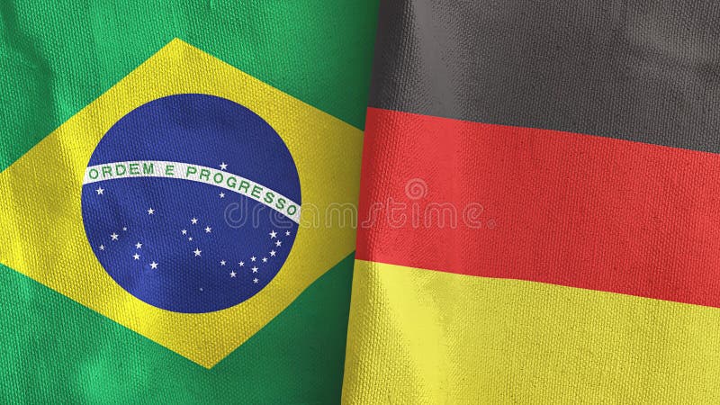 Germany and Brazil Two Flags Textile Cloth 3D Rendering Stock ...