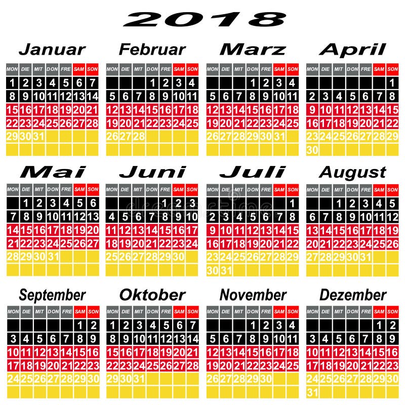 Germany Calendar 2024. Week Starts from Monday. Vector Graphic Design ...