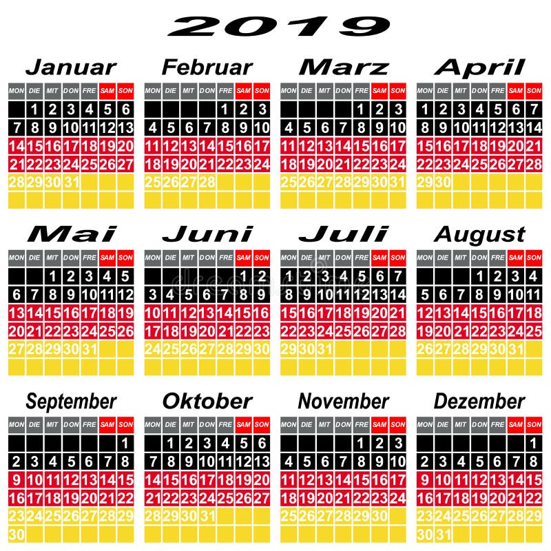 Germany Calendar 2024. Week Starts from Monday. Vector Graphic Design ...