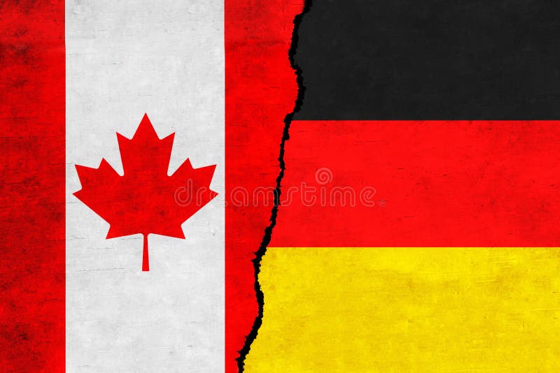 Germany and Canada Painted Flags on a Wall with a Crack. Germany and ...
