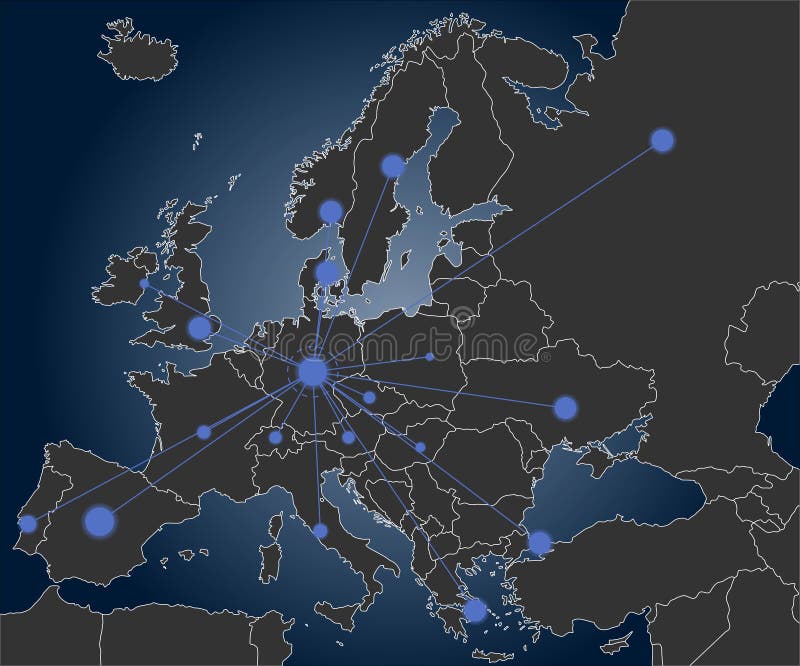 Germany-centered Europe Map Stock Vector - Illustration of distribute ...