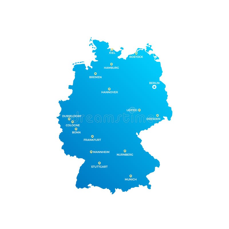 Germany City Names Map stock vector. Illustration of europe - 197203628
