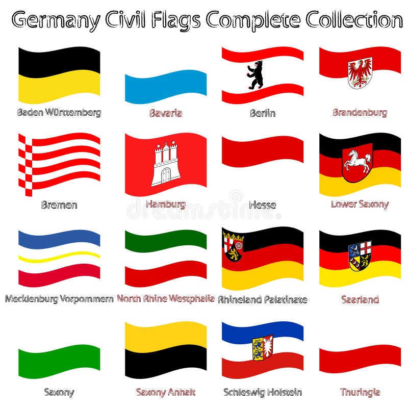 Germany Civil Flags Collection Against White Stock Vector ...