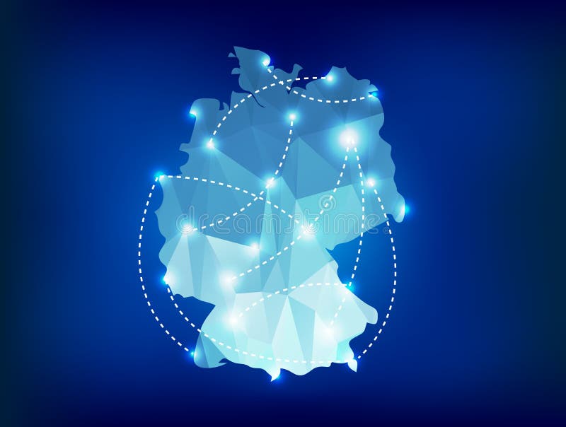 Germany Country Map Polygonal with Spot Lights Pla Stock Vector ...